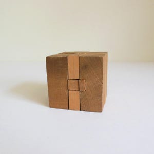 Square Wooden Puzzle Vintage 3D Cube Shaped Brain Teaser Toy ...