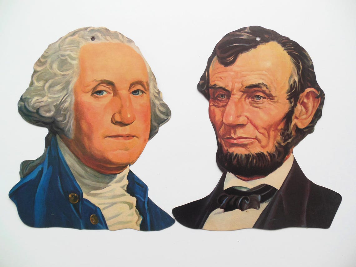 Washington or Lincoln Cardboard Die Cut for President's Day, Choice of ...
