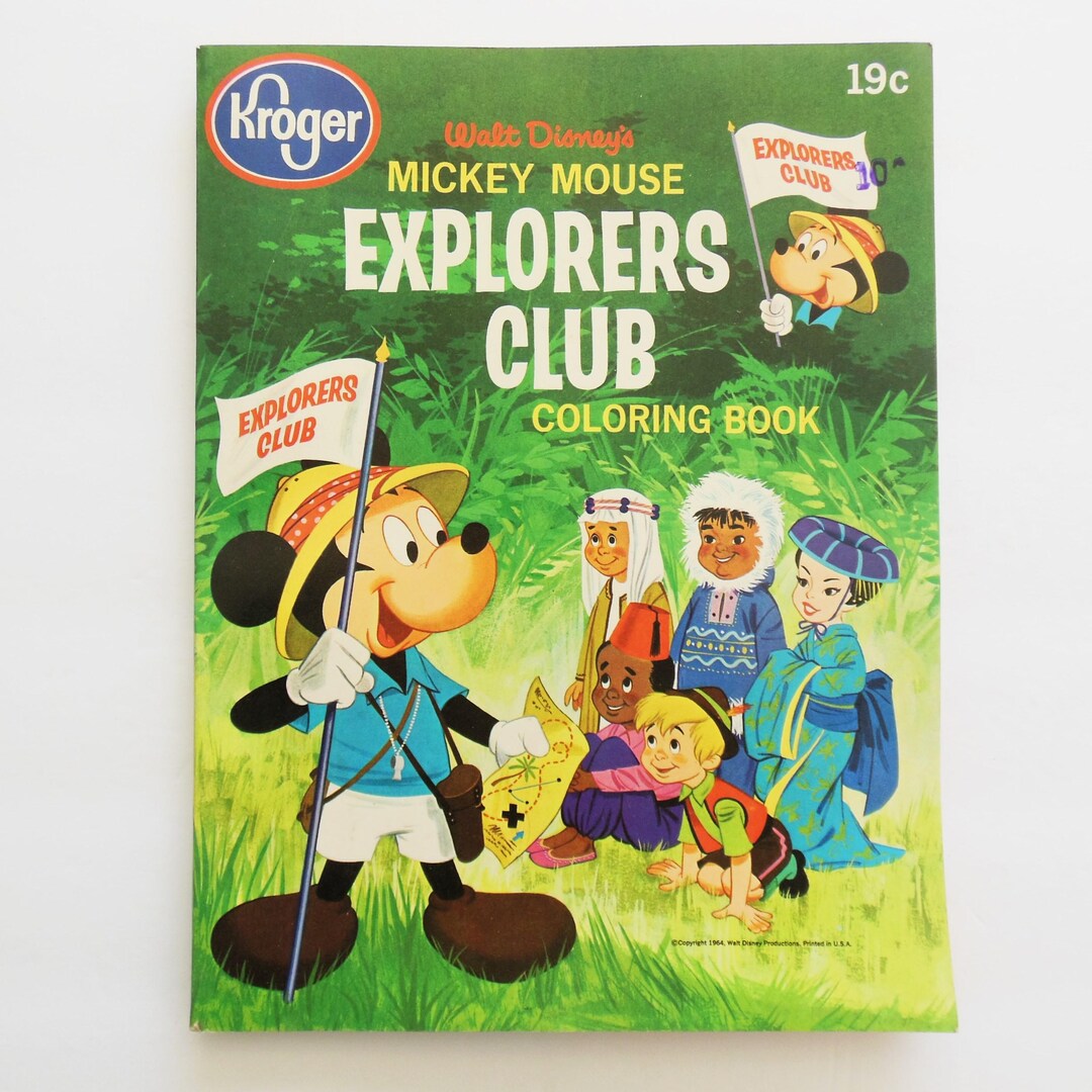 Mickey Mouse Explorers Club Vintage Coloring Book, Unused Kroger ...