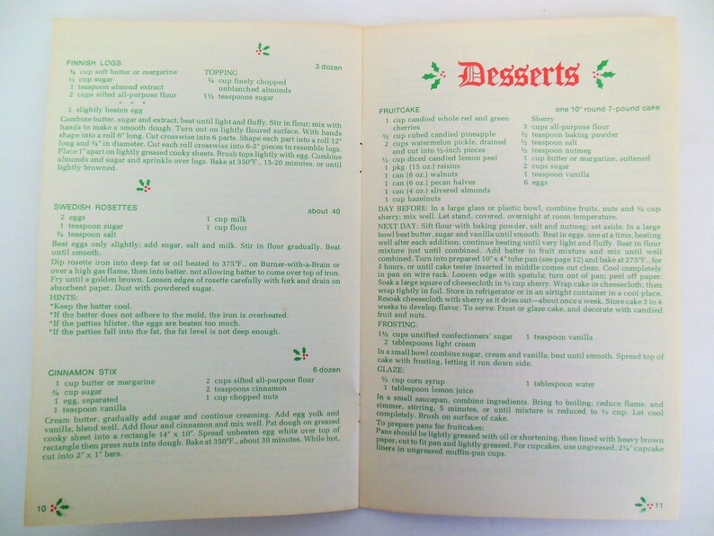Michigan Consolidated Gas Christmas Recipes, Holiday Feastings 1971 and ...