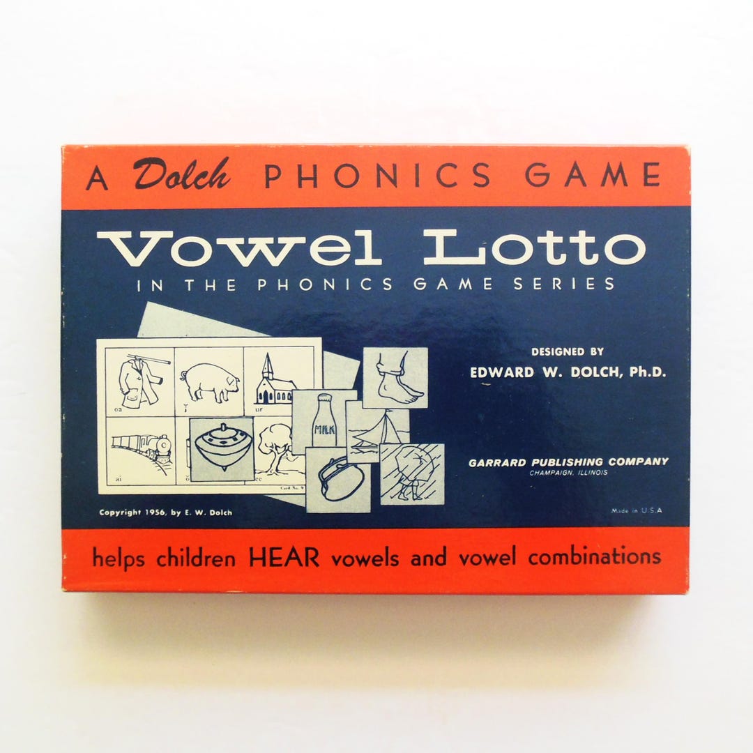 Vowel Lotto Phonics Game by Edward Dolch, Educational Activity Matching ...