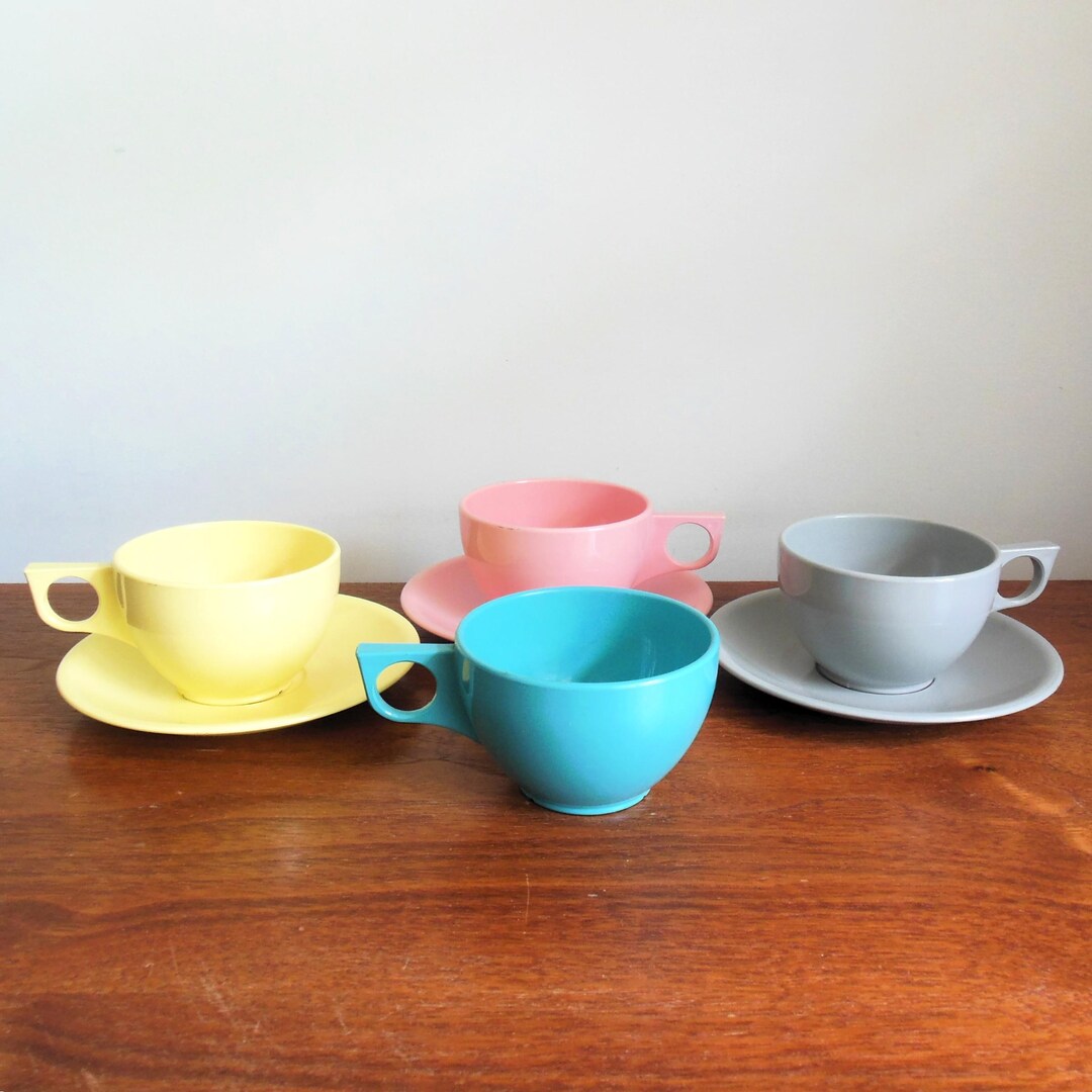 Spaulding Ware Cups and Saucers Choice of One 7 Piece Set, Yellow Gray ...