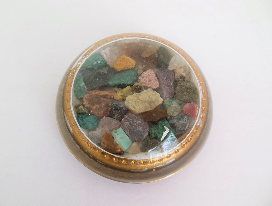 Domed Glass Paperweight with Rocks, Souvenir of Cripple Creek Colorado ...