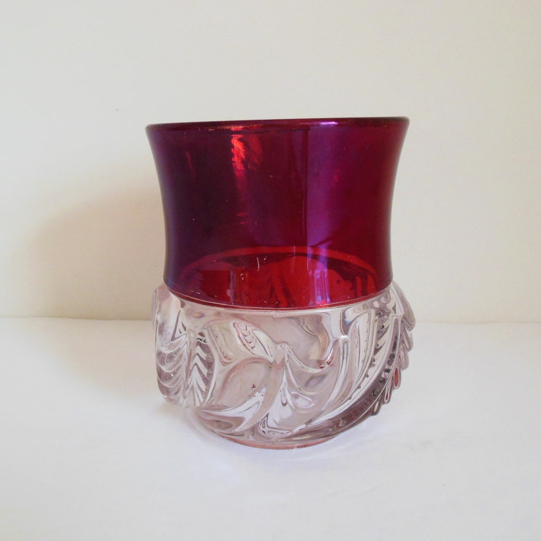 Ruby Flash Scalloped Swirl Tumbler or Spooner, US Glass Victorian ...