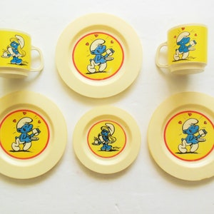 Smurf Toy Plates and Mugs Little Plastic Dinnerware by H G Toys, 6 ...