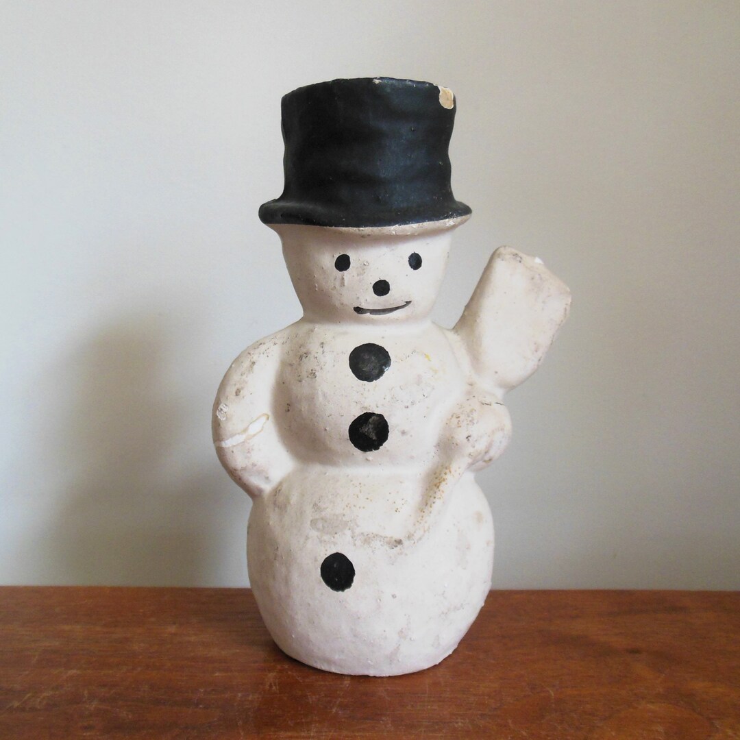 Paper Mache Snowman for Christmas, Old Pulp Candy Container, Frosty ...