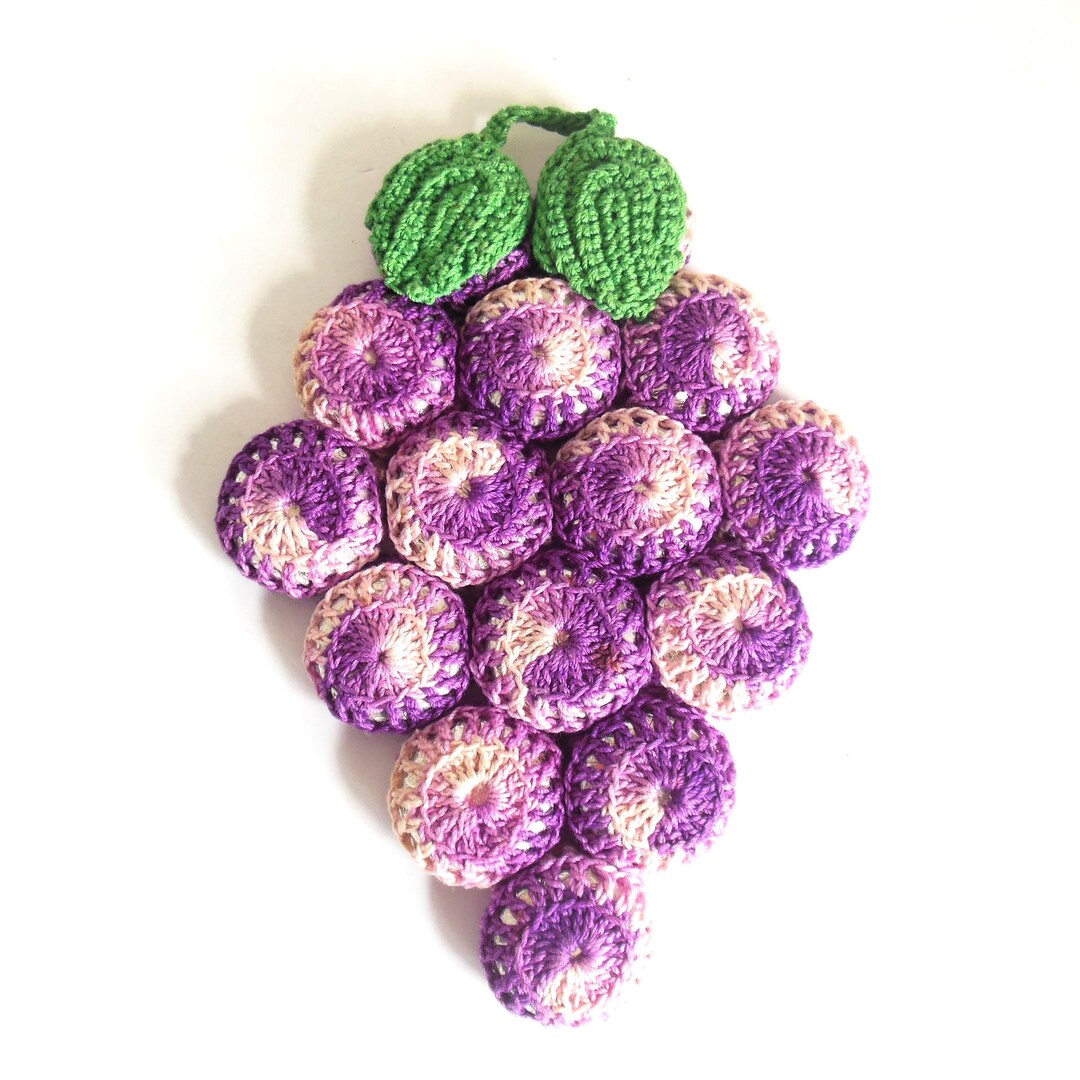 Grape Trivet Handmade With Bottle Caps, Crocheted Bunch of Variegated ...