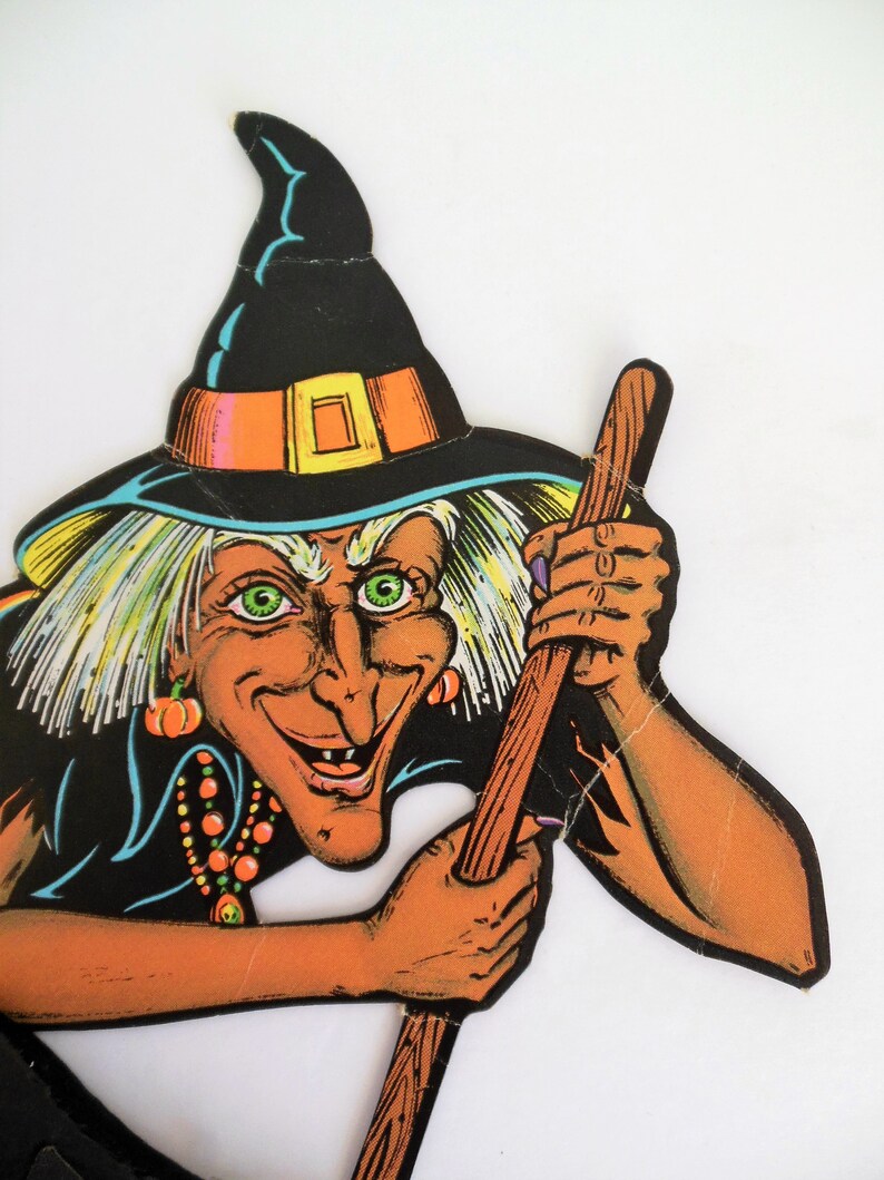 Beistle Halloween Witch With Honeycomb Cauldron, Die Cut Cardboard ...