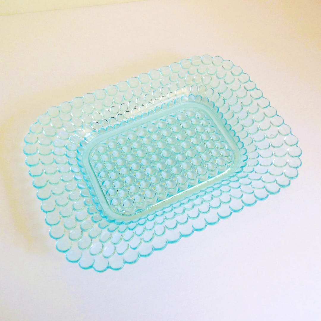Aqua Blue Bubble Glass Serving Tray Platter, Thousand Eye or Sensation ...