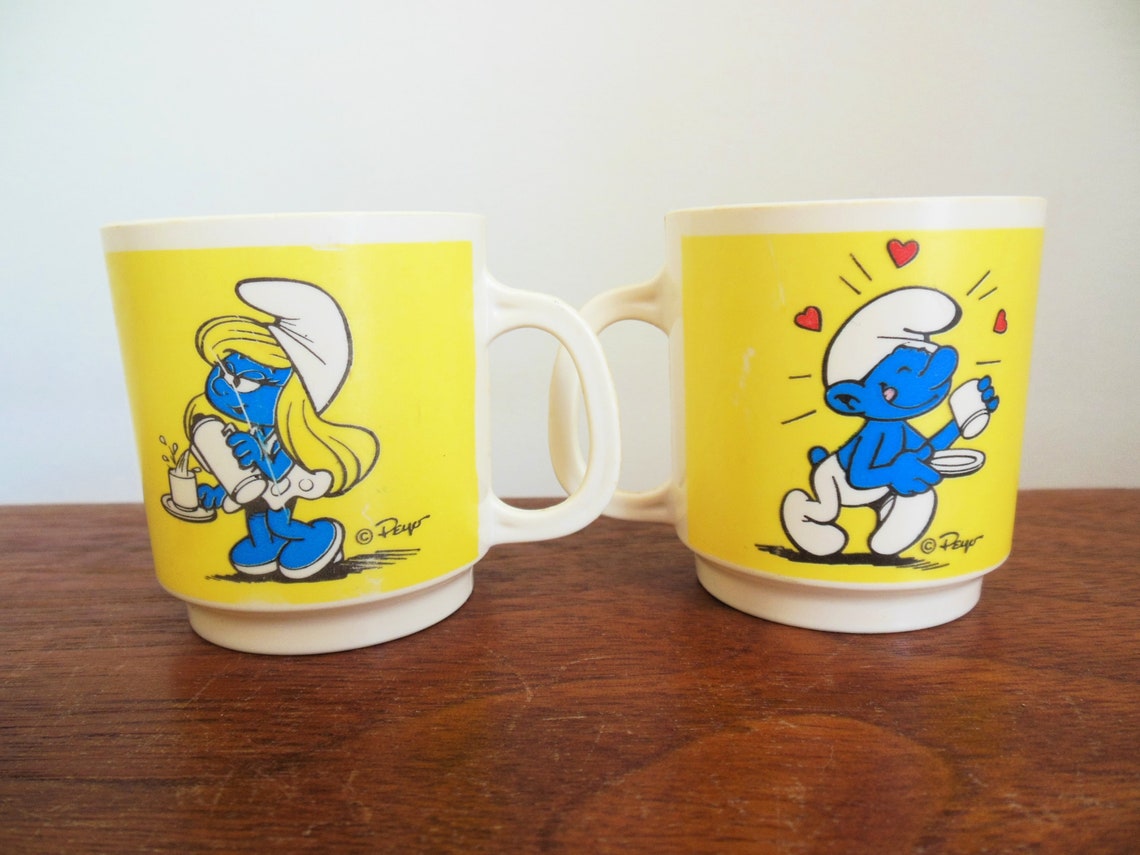 Smurf Toy Plates and Mugs Little Plastic Dinnerware by H G Toys, 6 ...
