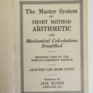 The Master System of Short Method Arithmetic, and Mechanical ...