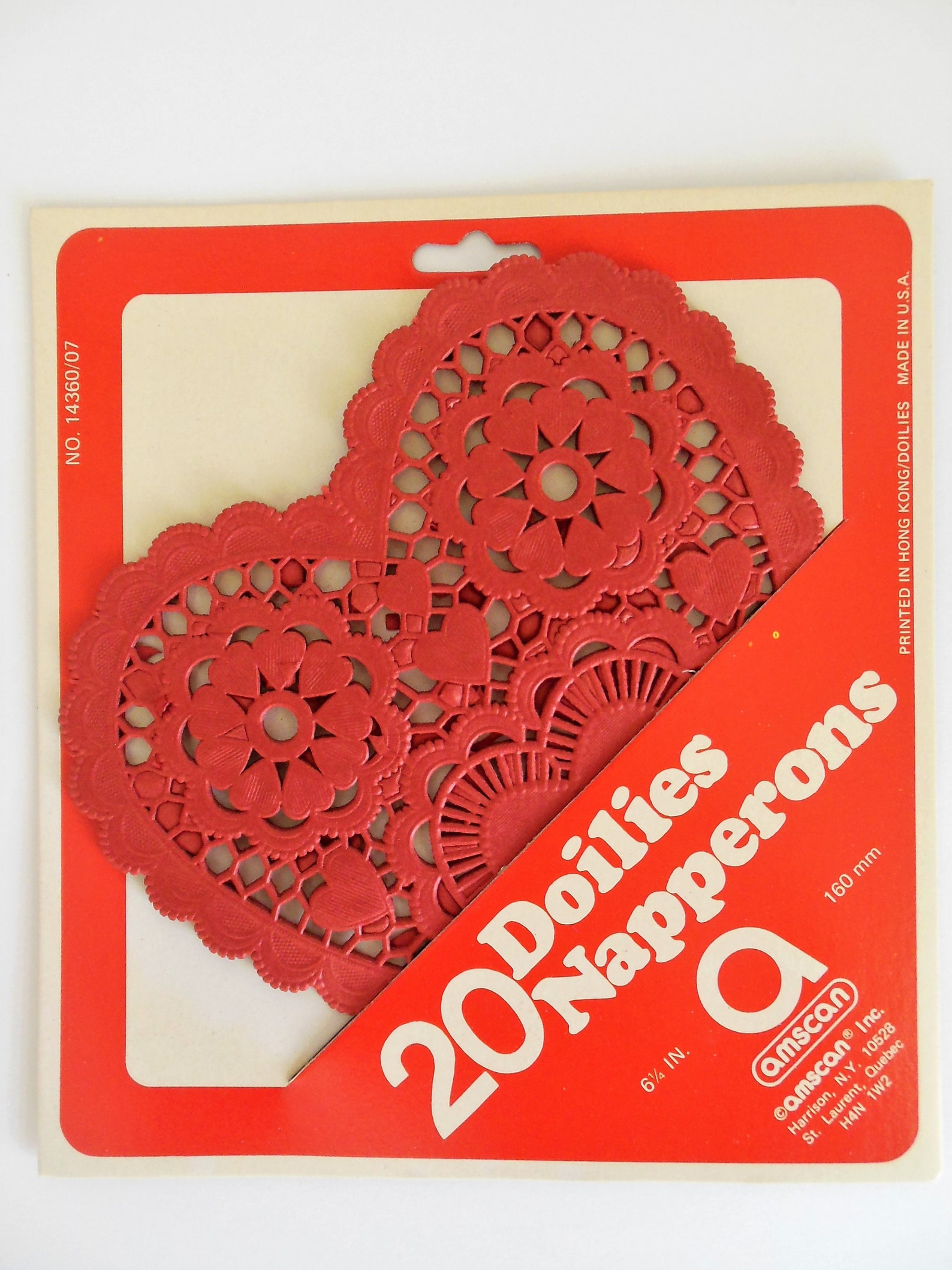 Red Heart Shaped Paper Lace Doilies 15 Amscan Made in Hong | Etsy