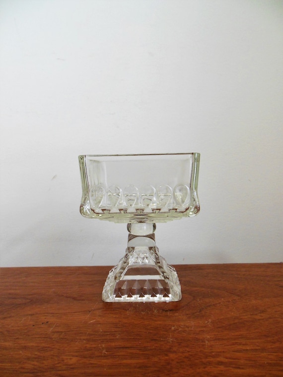 Jeannette Glass Wedding Compote Clear Glass Square Dish on - Etsy