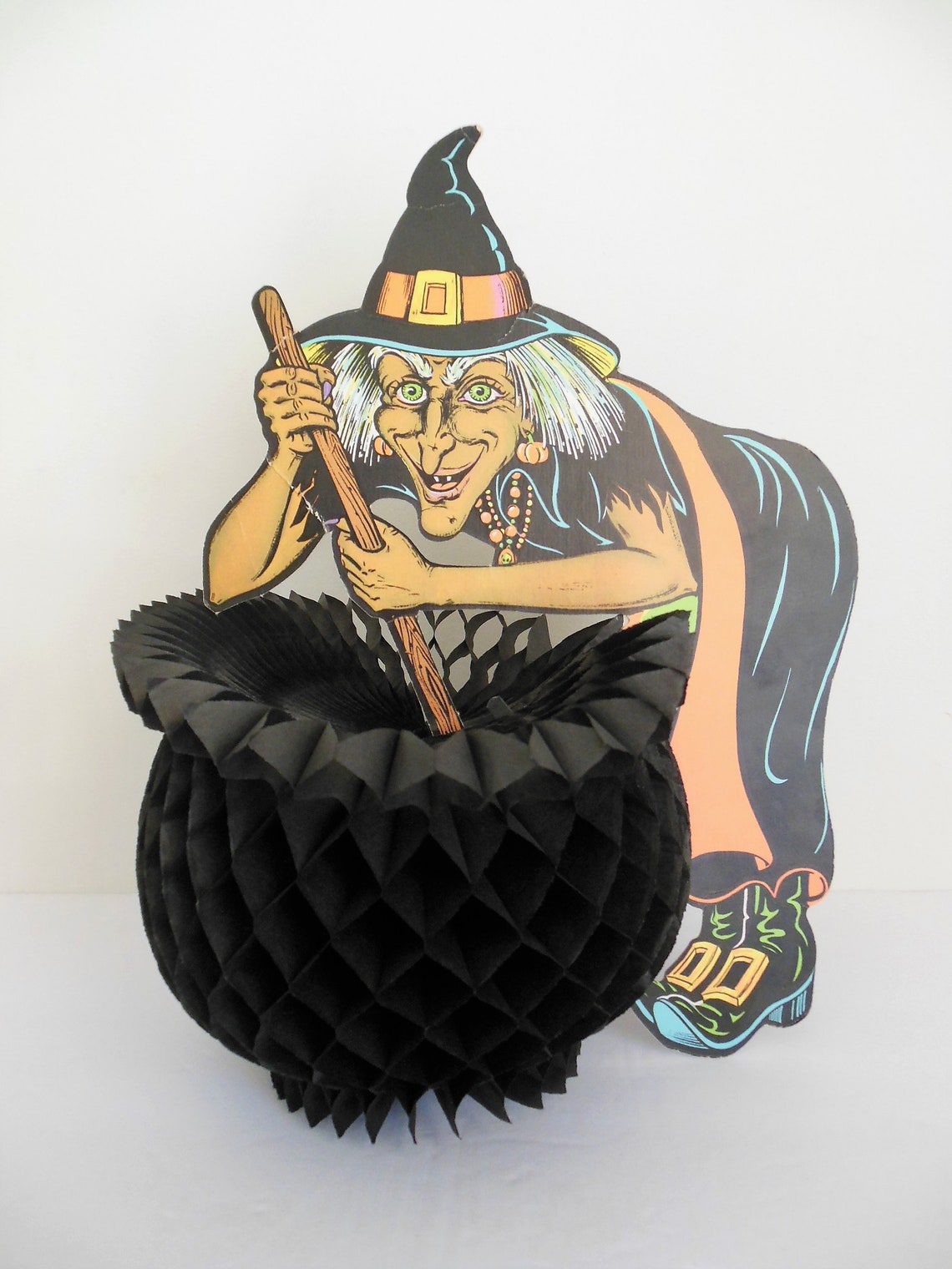 Beistle Halloween Witch With Honeycomb Cauldron, Die Cut Cardboard ...