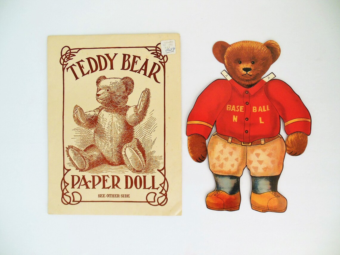 Teddy Bear Paper Doll, Jumbo Teddy Bear Doll and Costume Set, 1984 ...