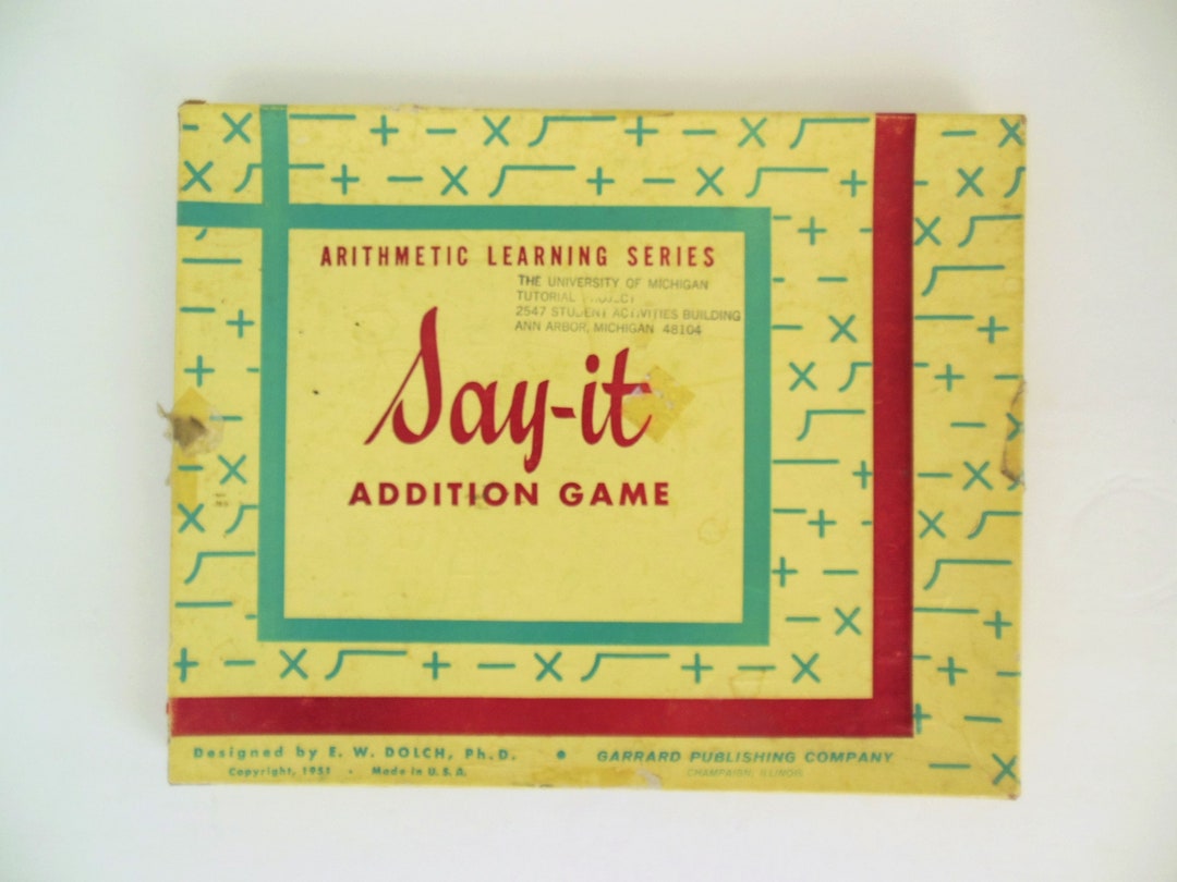 Say It Addition Game, Arithmetic Learning Series, Designed by E W Dolch ...