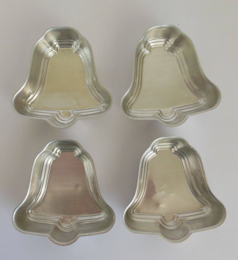 Bell Aluminum Jello Molds, Four Small Pans for Christmas, Cooking or ...