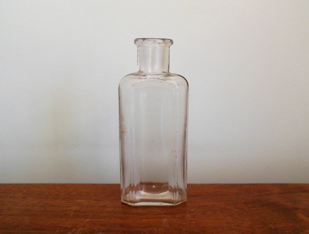 Old Glass Bottle Clear Rectangle Shaped Apothecary or Medicine ...
