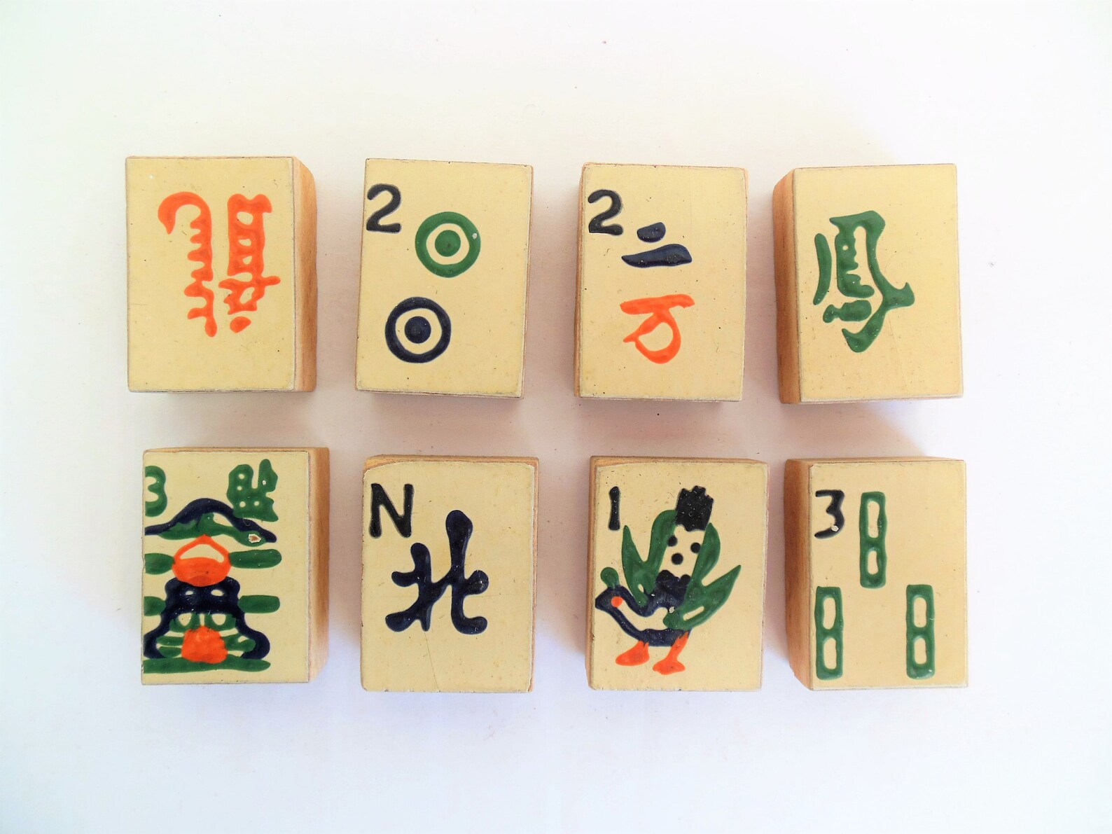 Mah Jongg Mahjong Junior Set With Wood Hand Painted Tiles and | Etsy