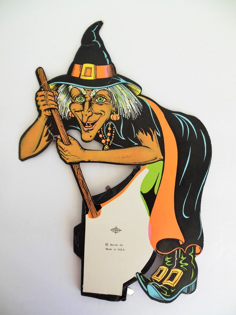 Beistle Halloween Witch With Honeycomb Cauldron, Die Cut Cardboard ...