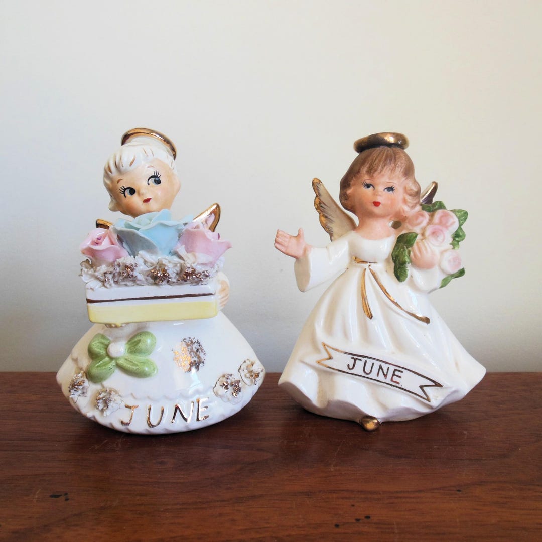 Birthday Angel for June Girl With Flowers, Choice of Lefton Rose Pearl ...