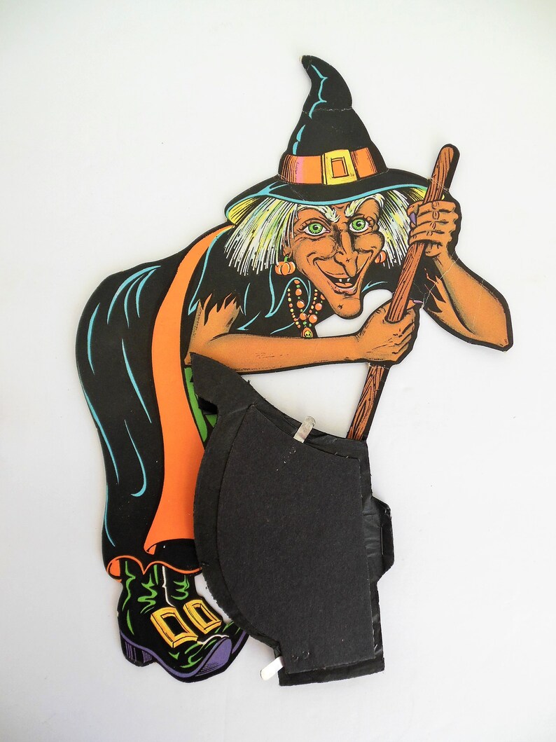 Beistle Halloween Witch With Honeycomb Cauldron, Die Cut Cardboard ...