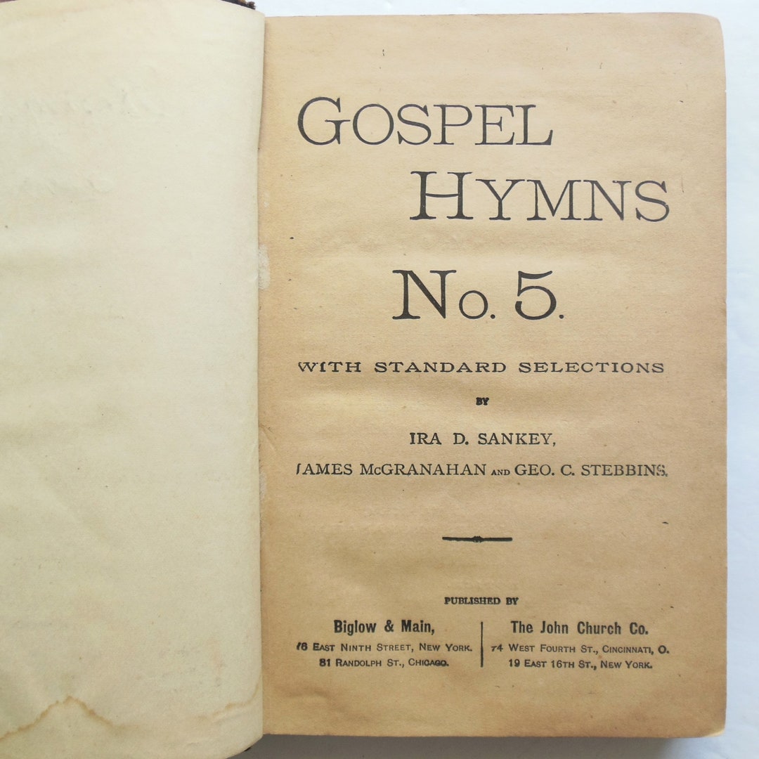 Gospel Hymns No 5 Antique Music Book for Church by Ira Sankey, Standard ...
