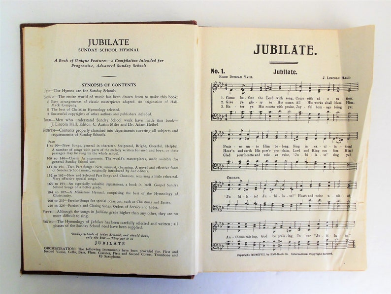 Jubilate Sunday School Hymnal Published by Rodeheaver Hall | Etsy
