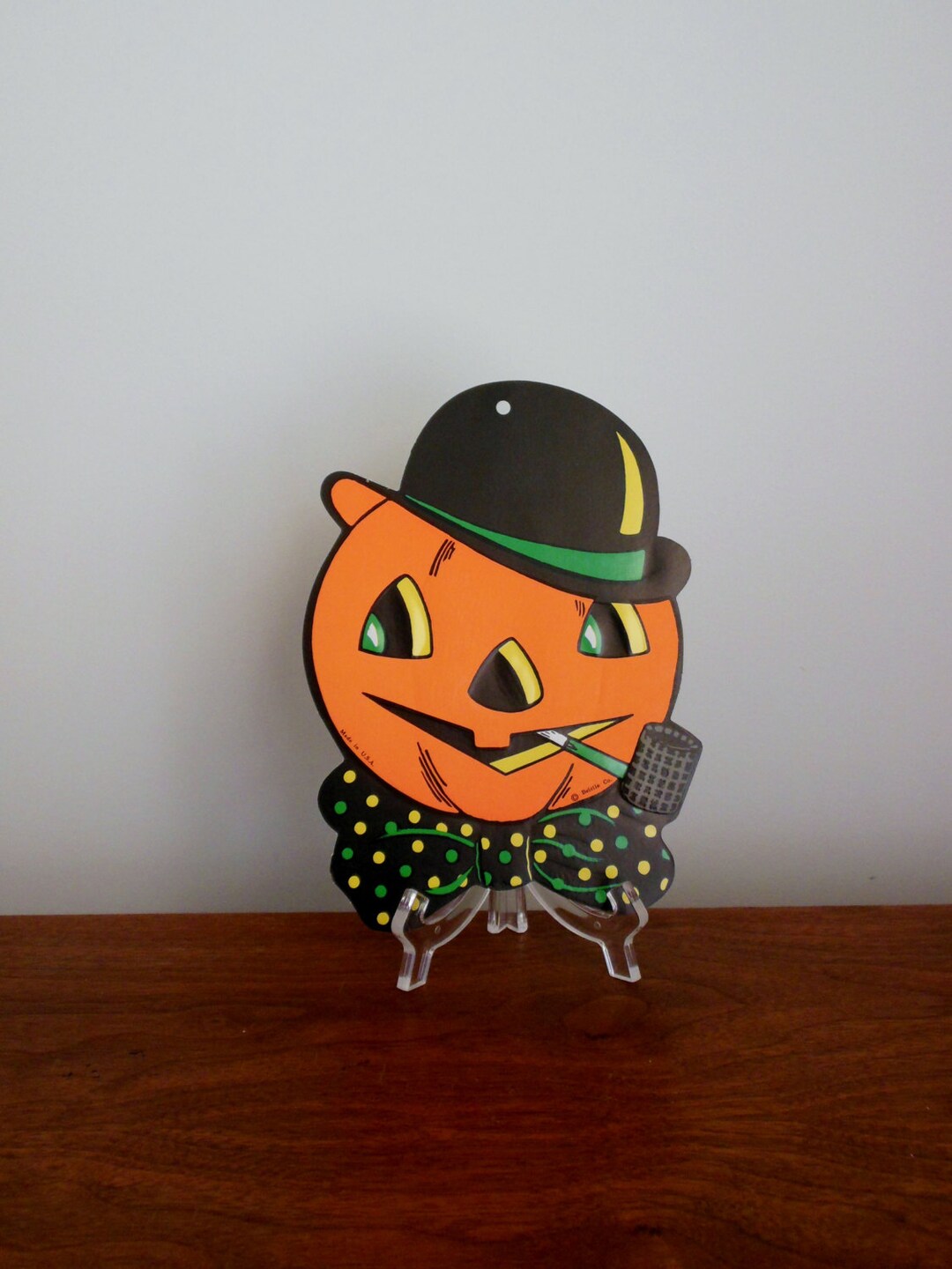 Beistle Halloween Jack O Lantern, Pumpkin Man With Pipe, Polka Dot Bow ...