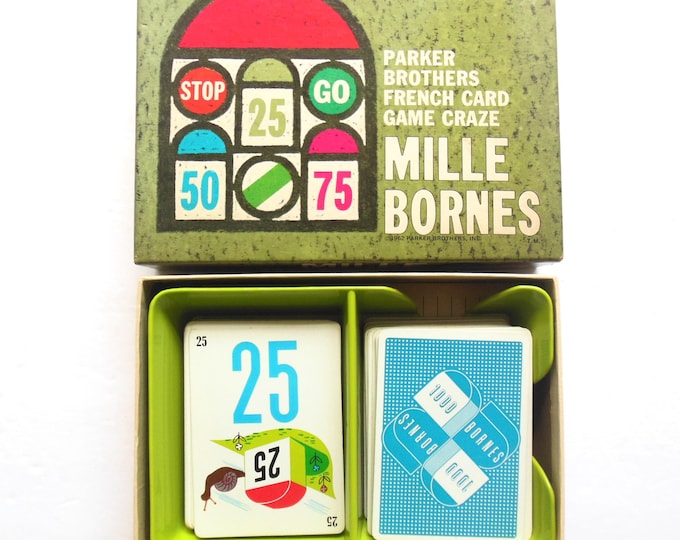 Mille Bornes Parker Brothers French Card Game, Cards Tray Score Sheet ...