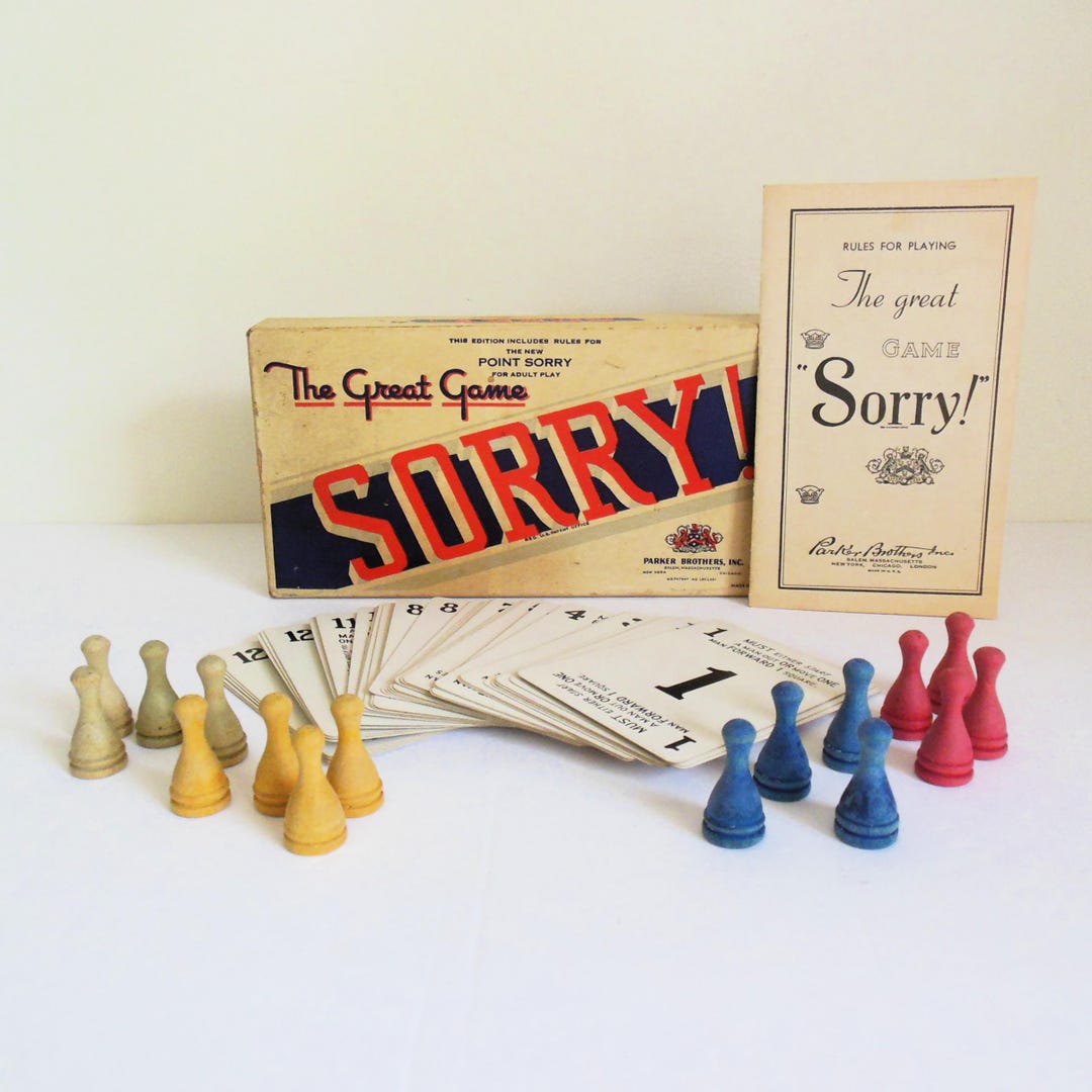 Sorry Game Pieces Wood Pawns Cards and Rules for Playing, Parker ...