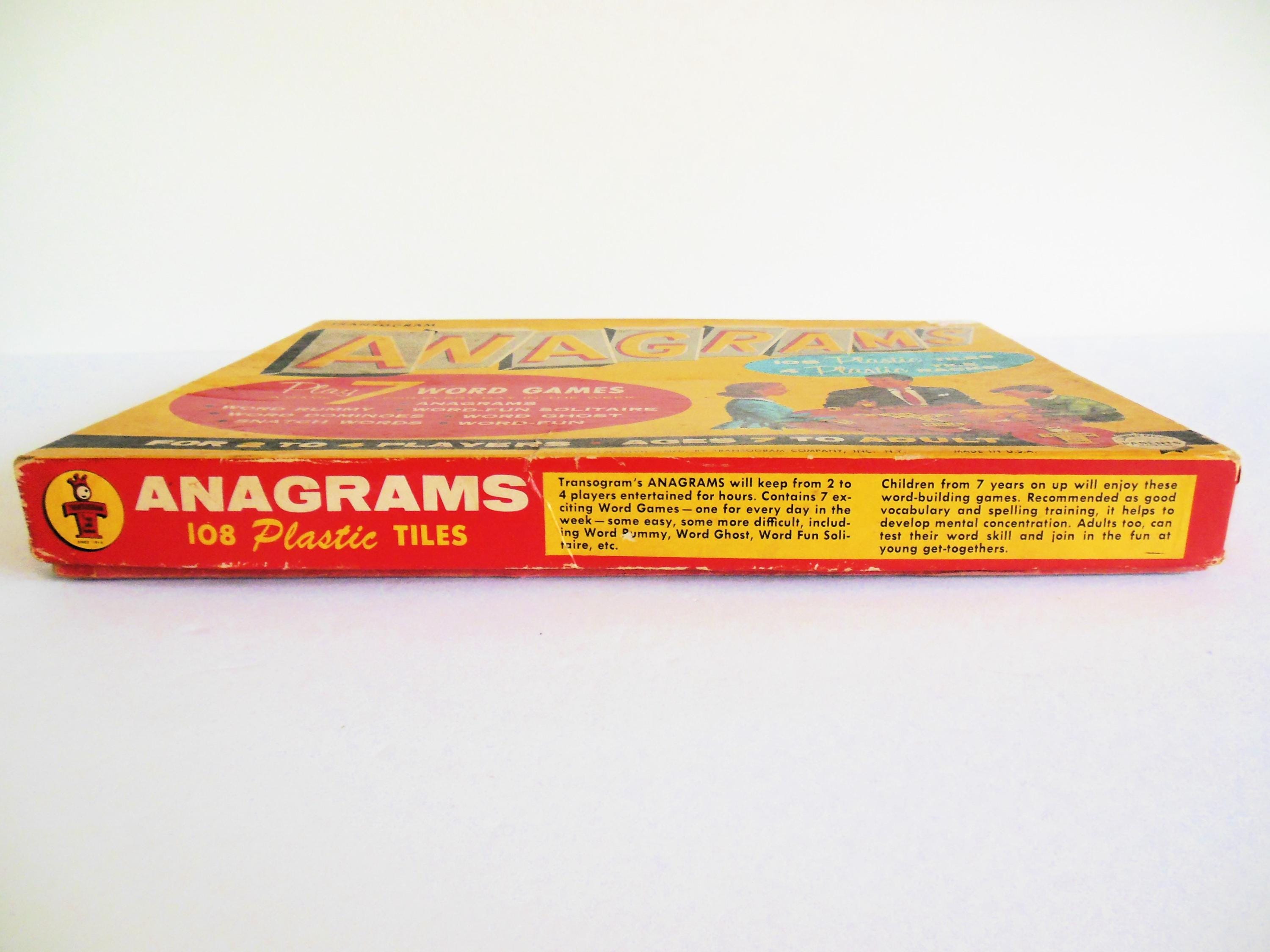 Transogram Anagrams Word Game 7 Games With Plastic Alphabet Tiles and ...