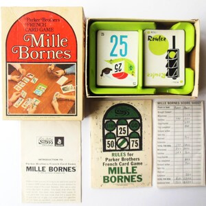 Mille Bornes Card Game Parker Brothers 1971 French Game, 112 Cards Tray ...