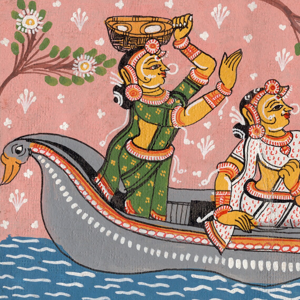 Radha and Krishna in the Boat of Love Giclee on Canvas - Etsy UK