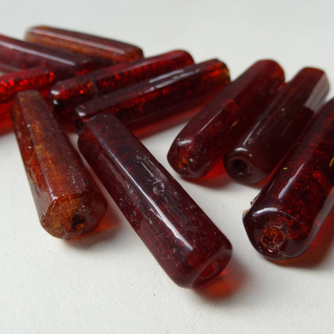 Antique Amber Color Glass Beads From Varanasi - 8 Pieces - Etsy