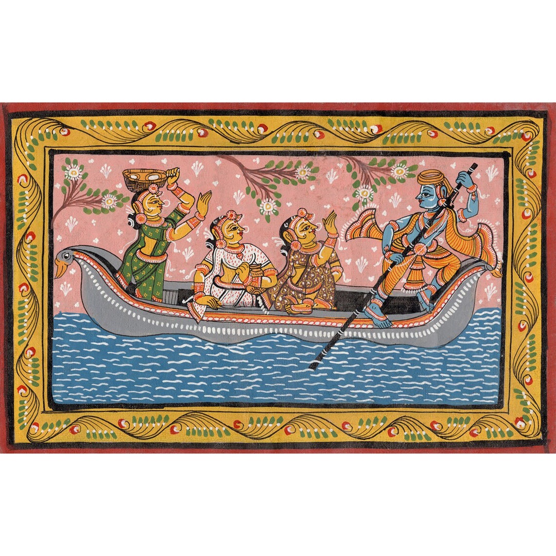 Radha and Krishna in the Boat of Love - Giclee on Canvas - Etsy