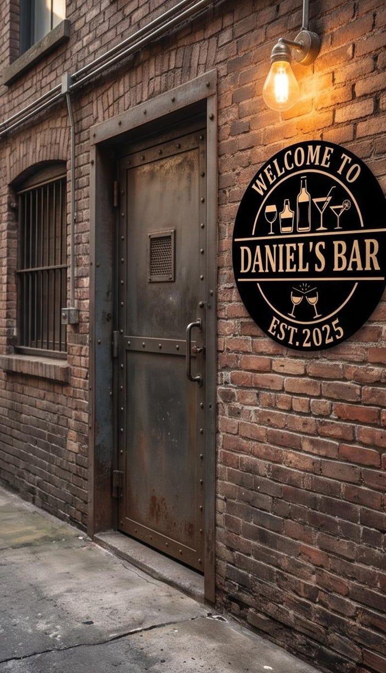 Personalized Metal Bar Sign | Custom Name, Home Bar, Man Cave Decor - Etsy