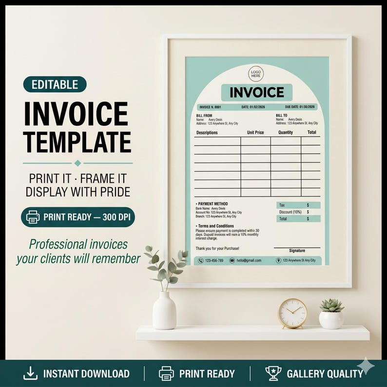Editable Business Invoice Template | Professional Billing Form (canva ...
