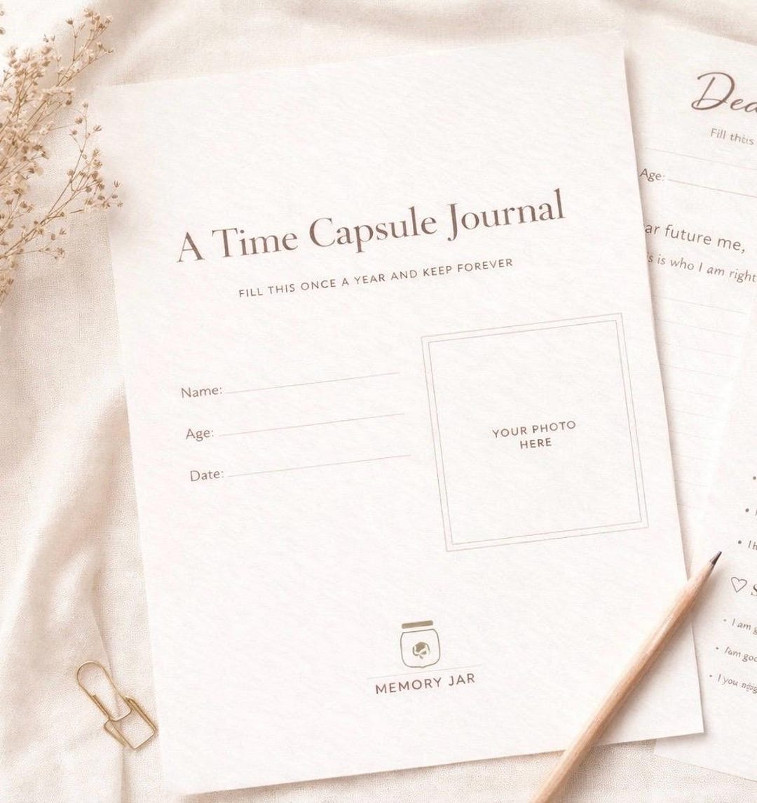 Kids Time Capsule Journal | Printable Memory Book, Yearly Reflection ...