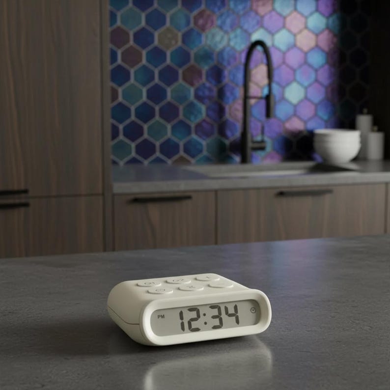 Minimal Small Kitchen Timer Clock, Battery Powered Cooking Alarm Timer ...