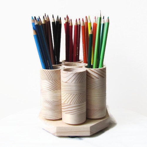 DESKTOP Rotating Colored Pencil Holder Organizer Colored | Etsy