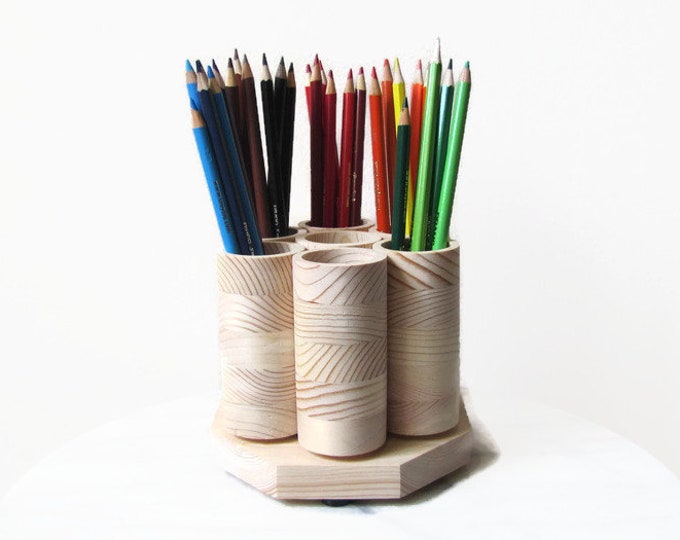 DESKTOP Rotating Colored Pencil Holder Organizer, Colored Pencil ...