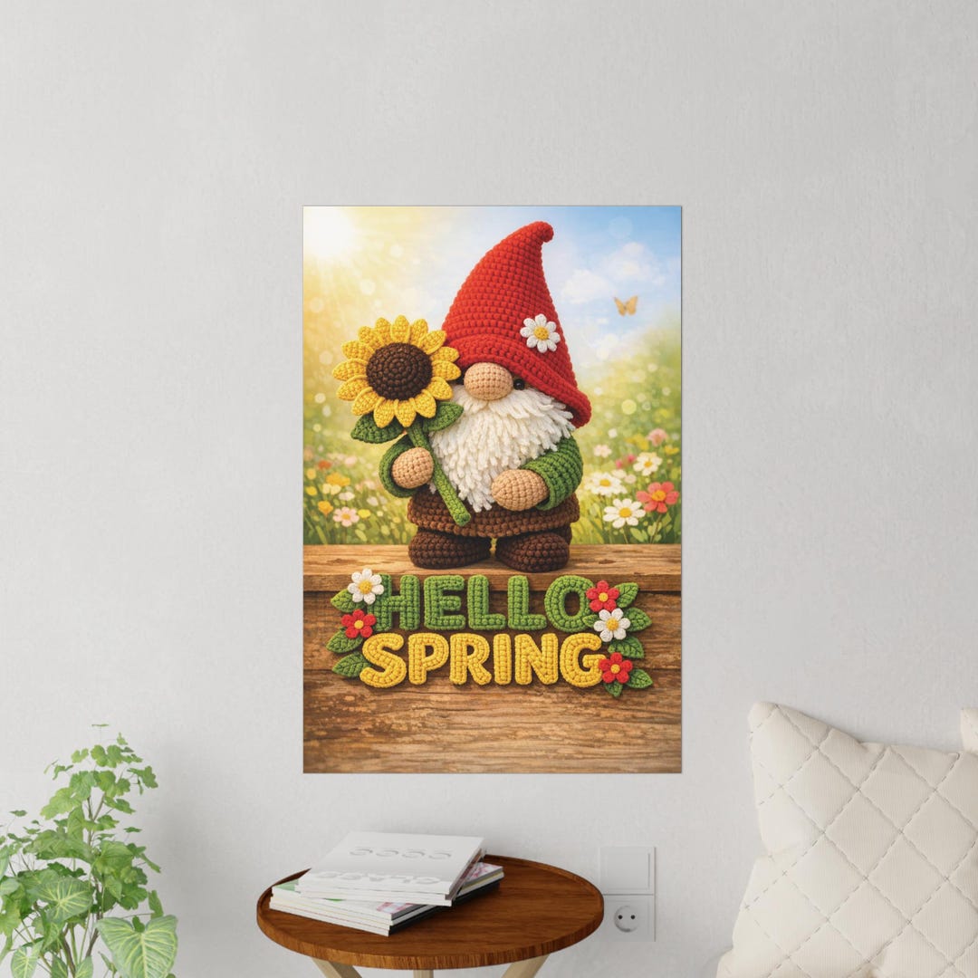 Hello Spring Gnome Wall Decal | Sunflower Spring Decor - Etsy