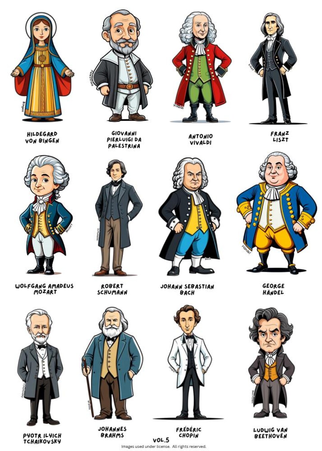 Composers Stickers With Their Names Vol.5, Music Stickers, Orchestra ...