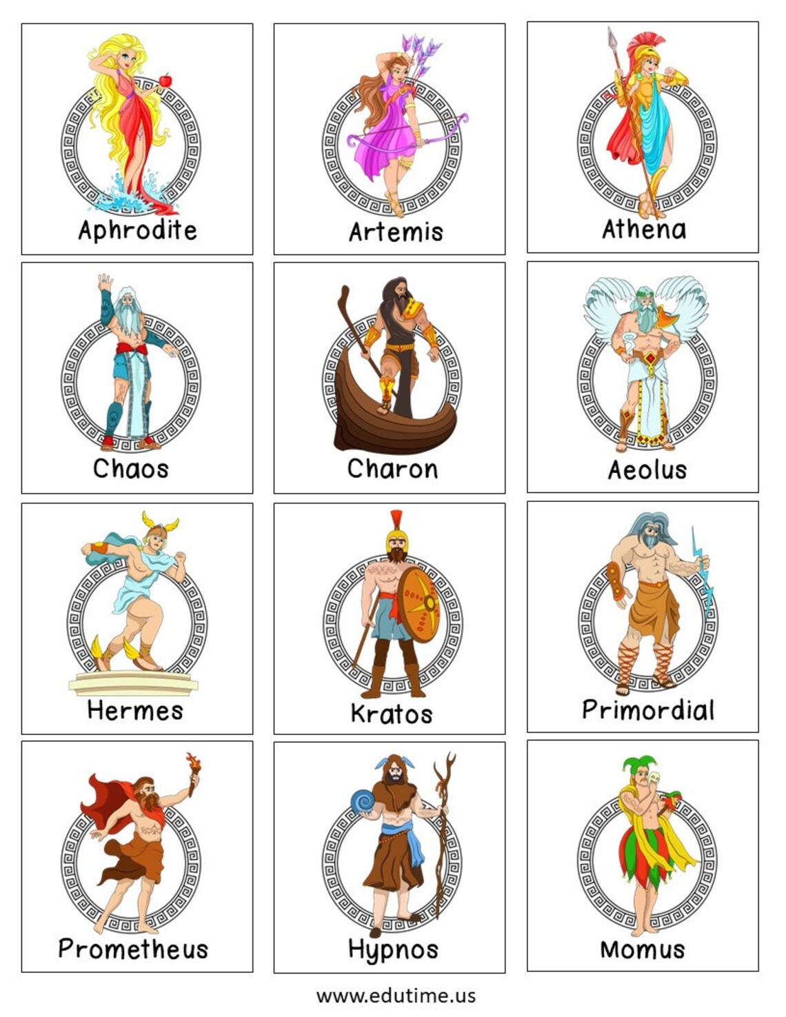 Greek Gods and Goddesses Matching Game - Etsy