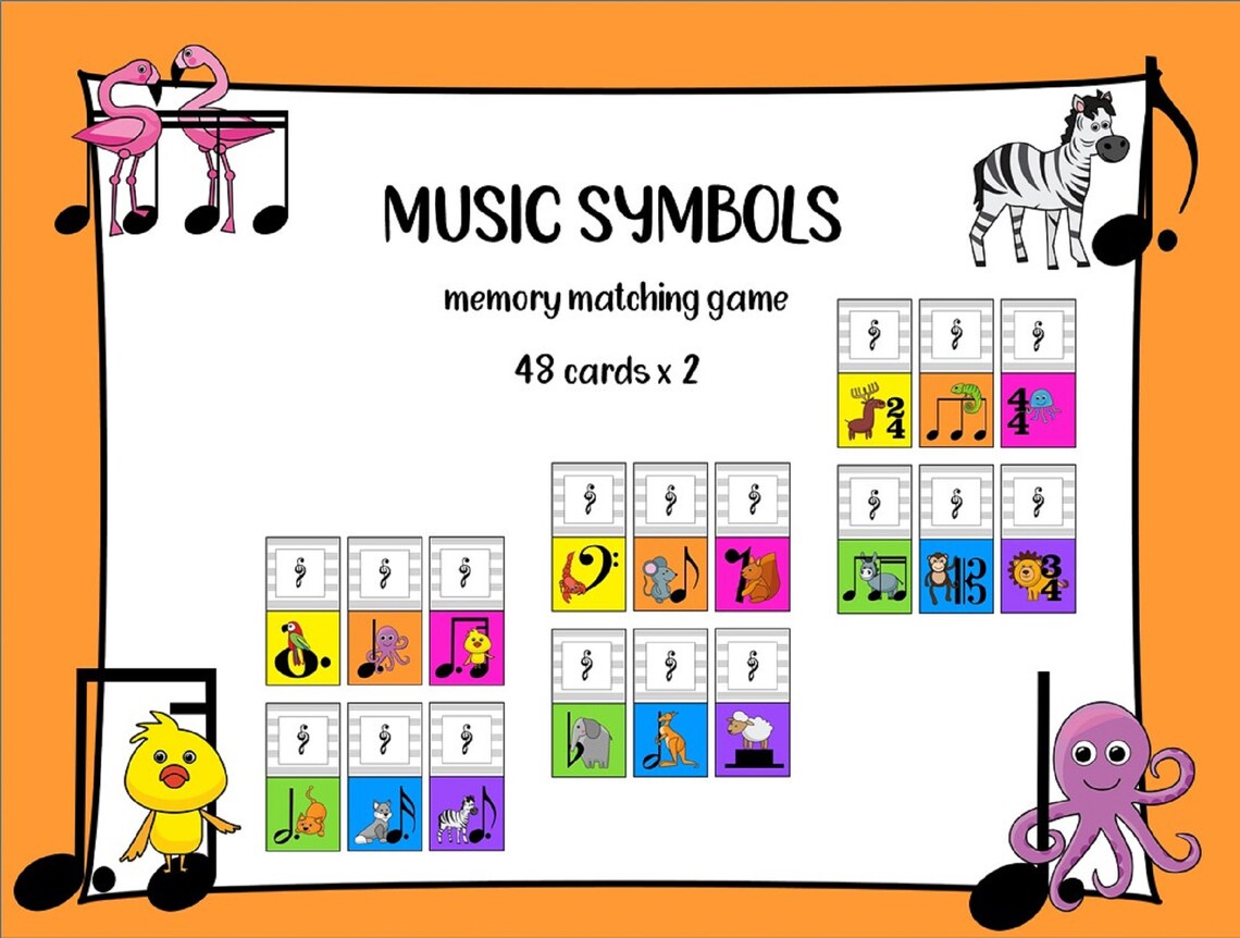 Music Symbols Memory Matching Game | Etsy