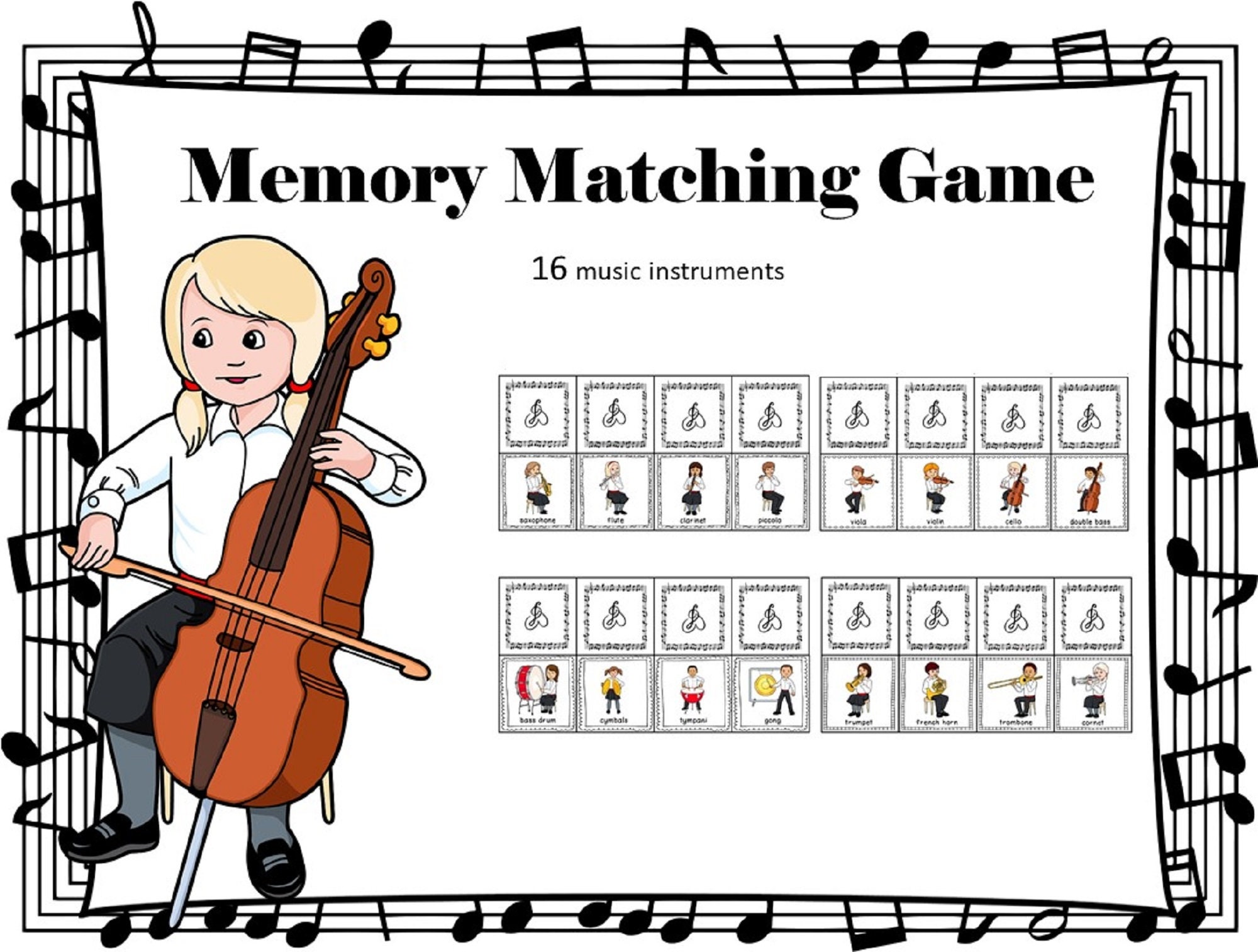 Music Instruments Memory Matching Game - Etsy