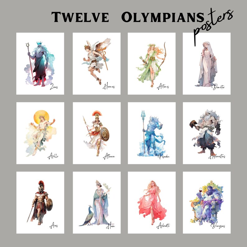 Twelve Olympians - Posters - Etsy