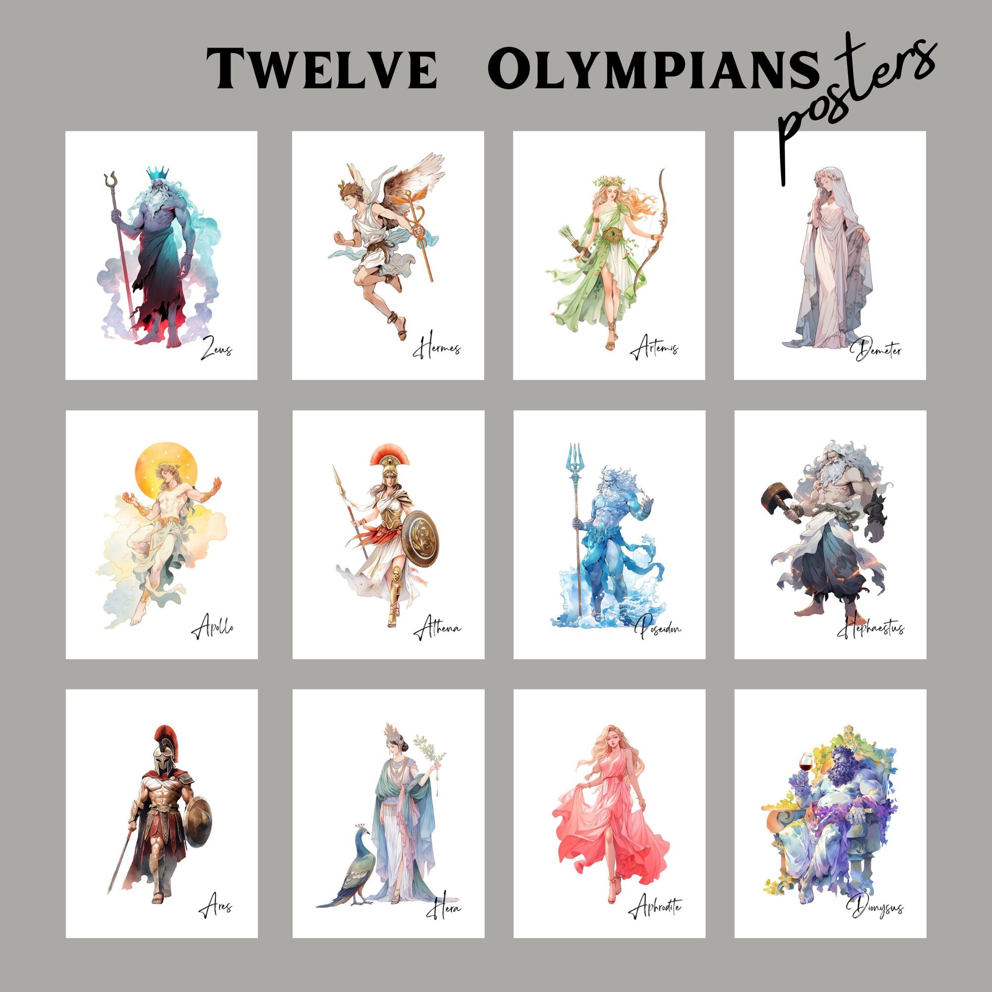 Twelve Olympians Posters - Etsy