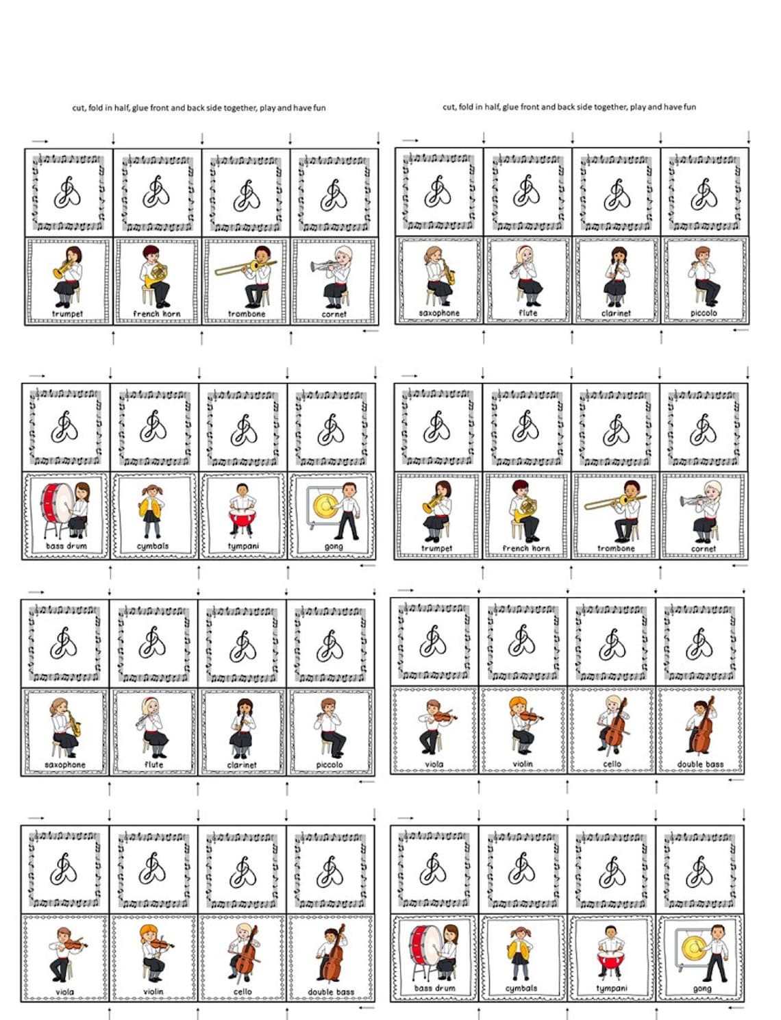 Music Instruments Memory Matching Game - Etsy